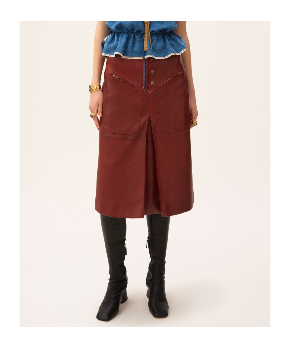 CHLOÉ KNEE-LENGTH SKIRT IN LEATHER